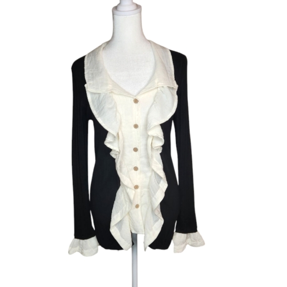 Anthropologie | Sweaters | Anthropologie Ruffle Front Cardigan Sweater ...